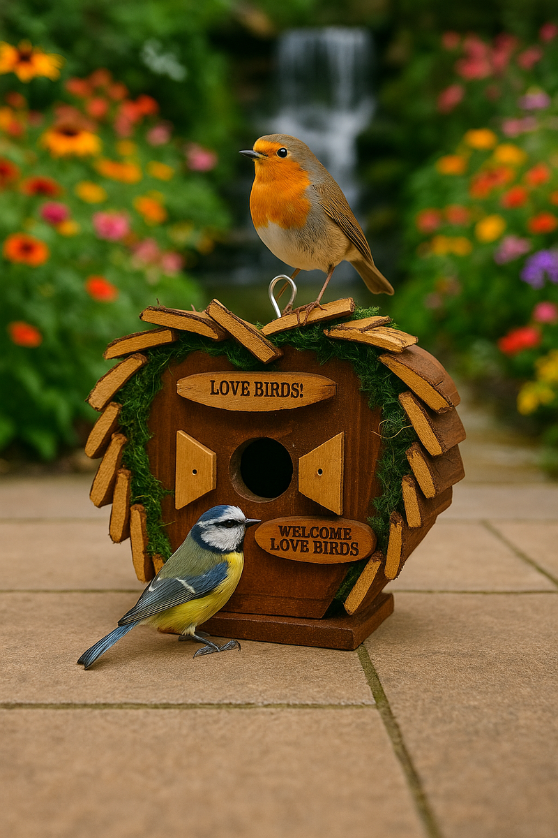 Handmade wooden birdhouse hut 16 x 18 x 14cm | Marissa's Garden & Gift
