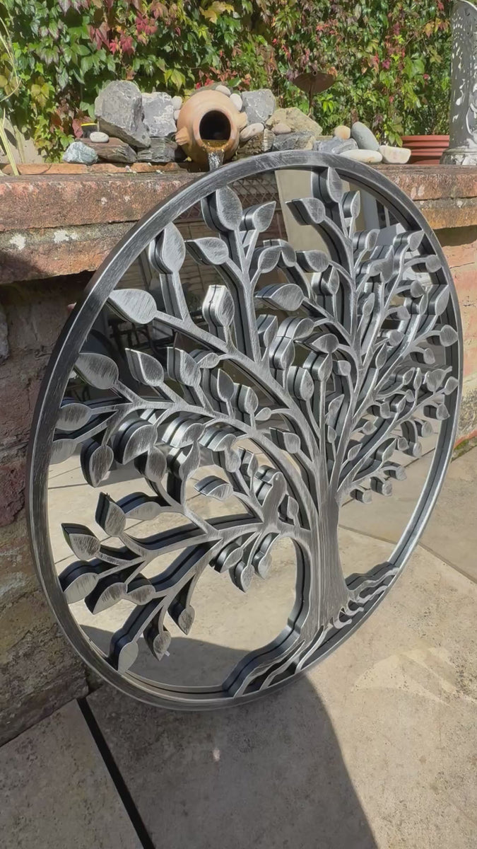 Tree of life silver resin touch Outdoor/Indoor mirror/ mirrored wall ...