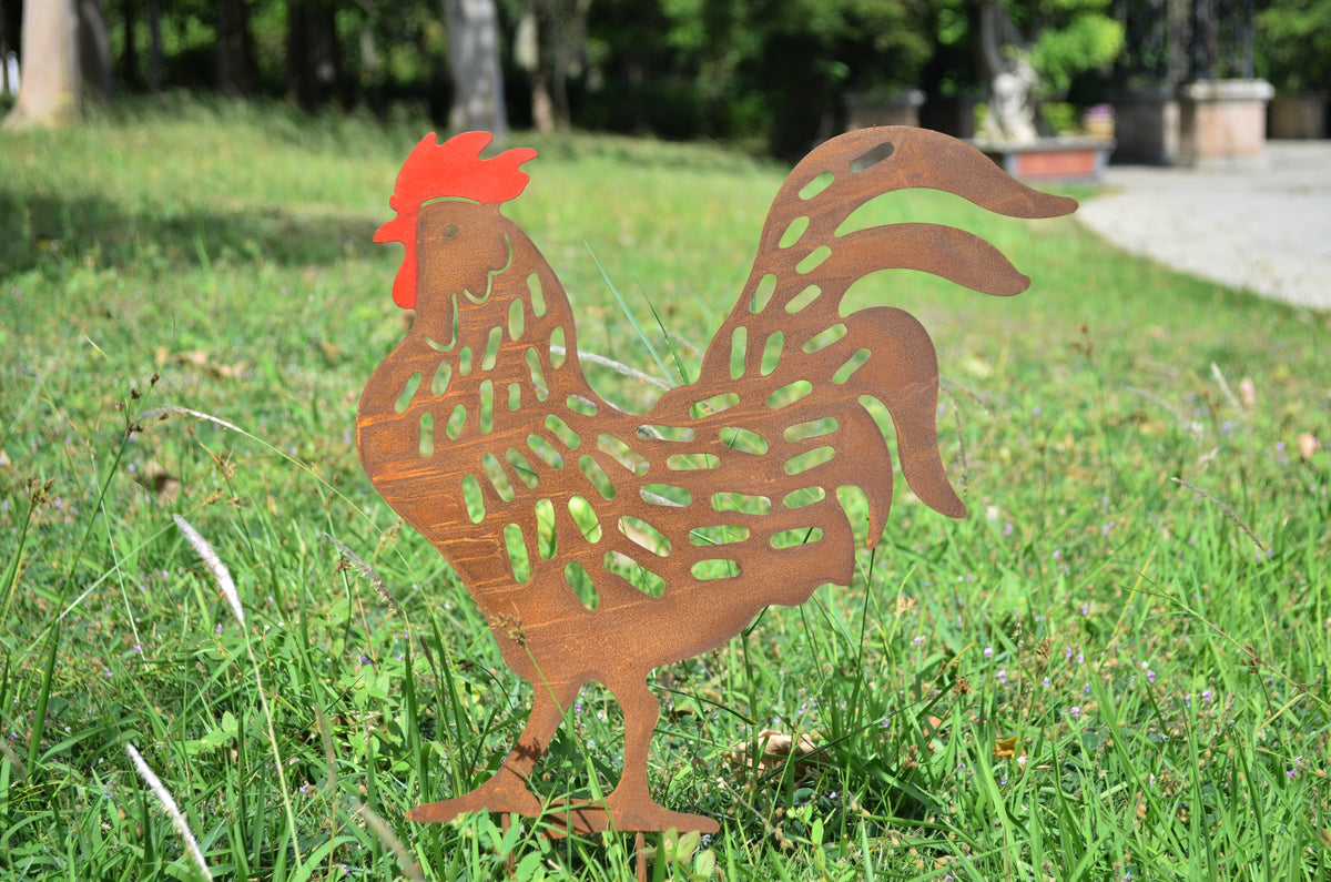 Left hand facing rusty hen Amelia 50cm | Marissa's Garden & Gift